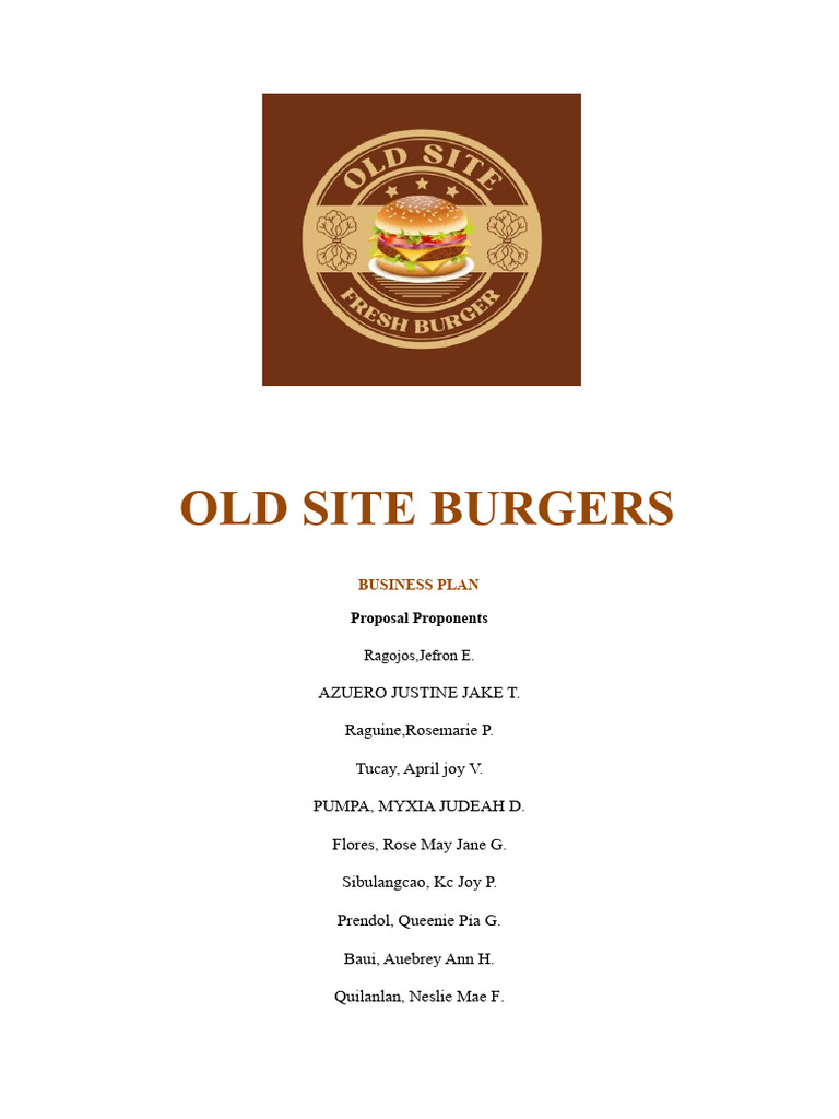 Old-Site-Burgers-Business-Plan | PDF | Hamburgers