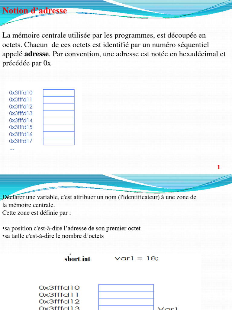Notions Sur Les Pointeurs | PDF | Pointeur (programmation) | Variable (informatique)