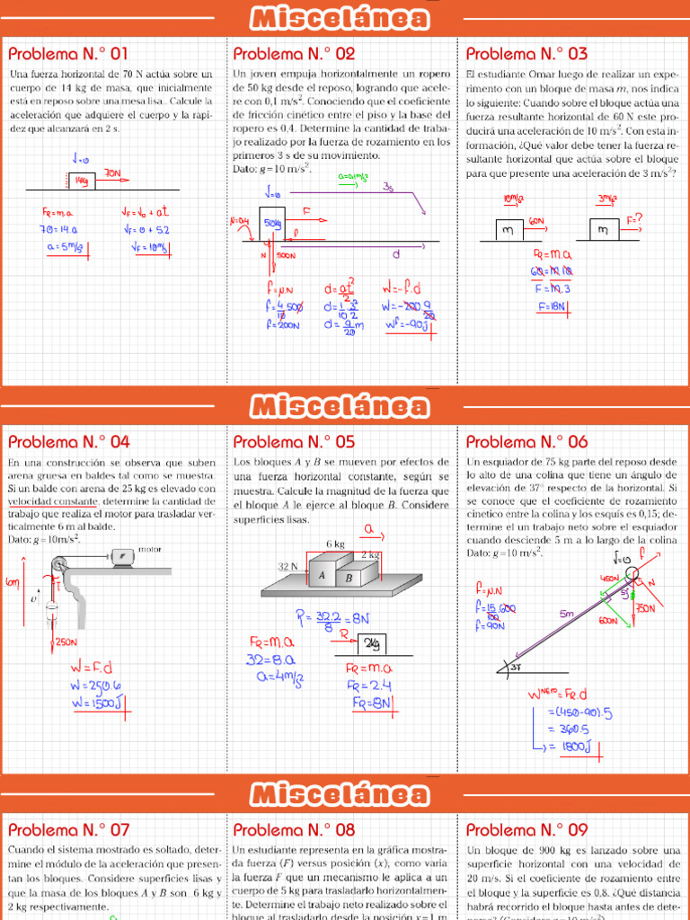MISCELÁNEA DE DINAMICA - TRABAJO | PDF