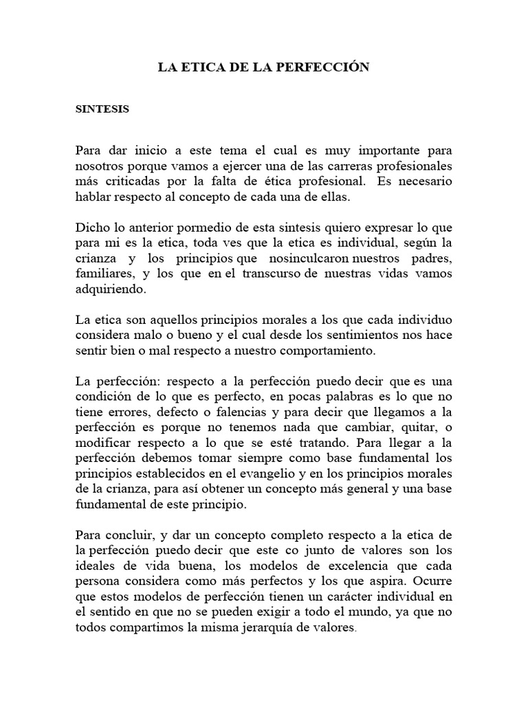 Ética de La Perfección | PDF