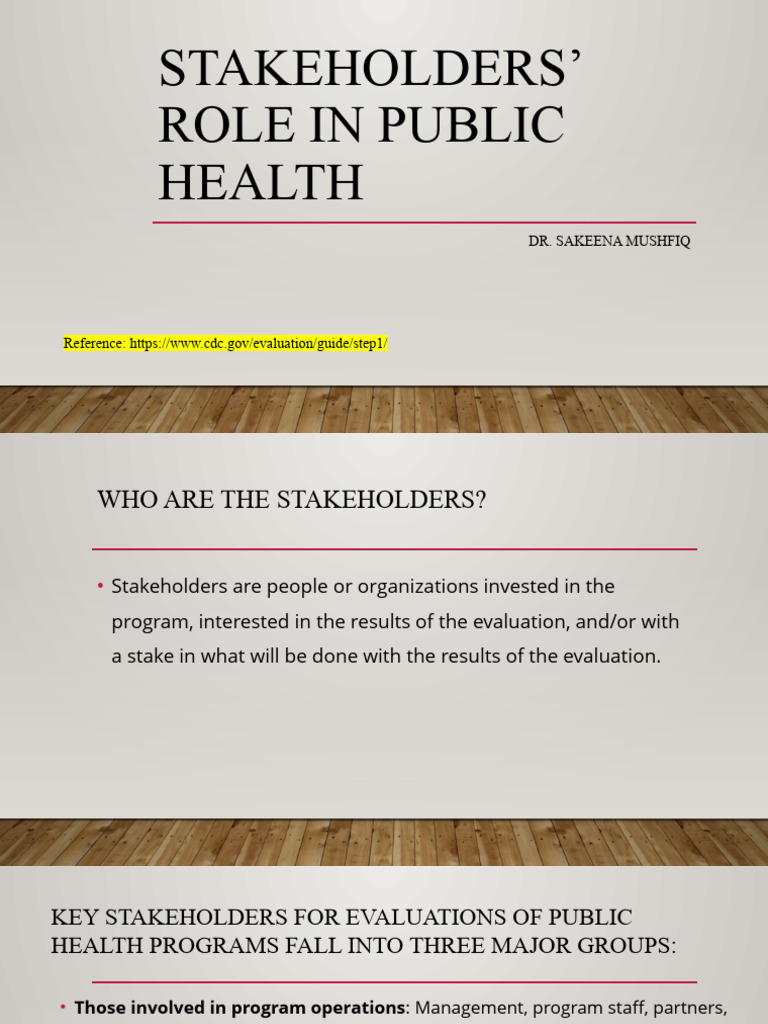 4 - Stakeholders' Role in Public Health | PDF | Evaluation | Health Care