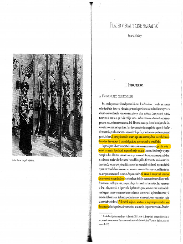 Laura Mulvey Placer Visual y Cine Narrativo | PDF
