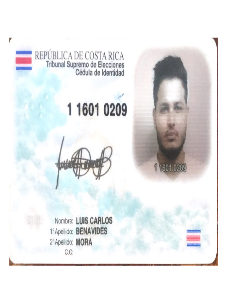 Cedula Benavides Mora Luis Carlos | PDF