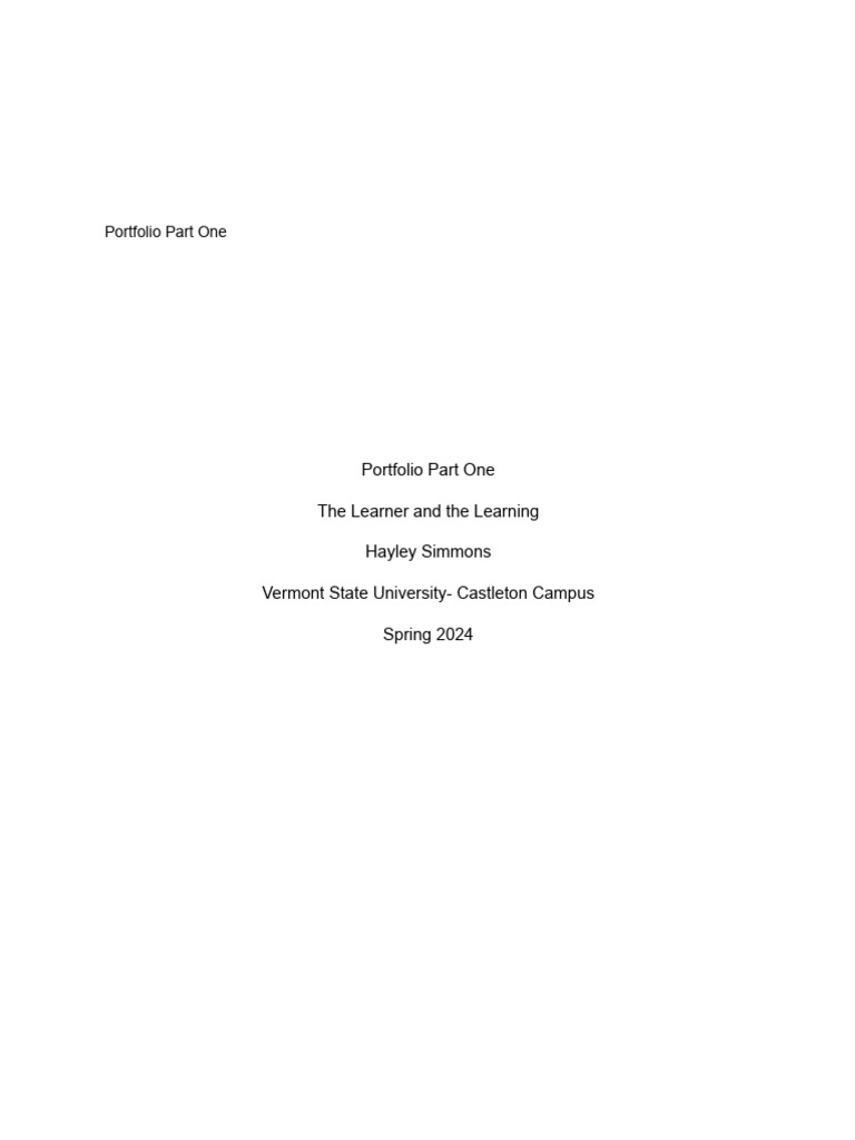 Portfolio Part One Pdf Classroom Management Classroom