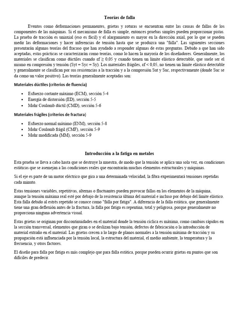 Teorías de Falla | PDF | Estrés (Mecánica) | Ingeniería mecánica