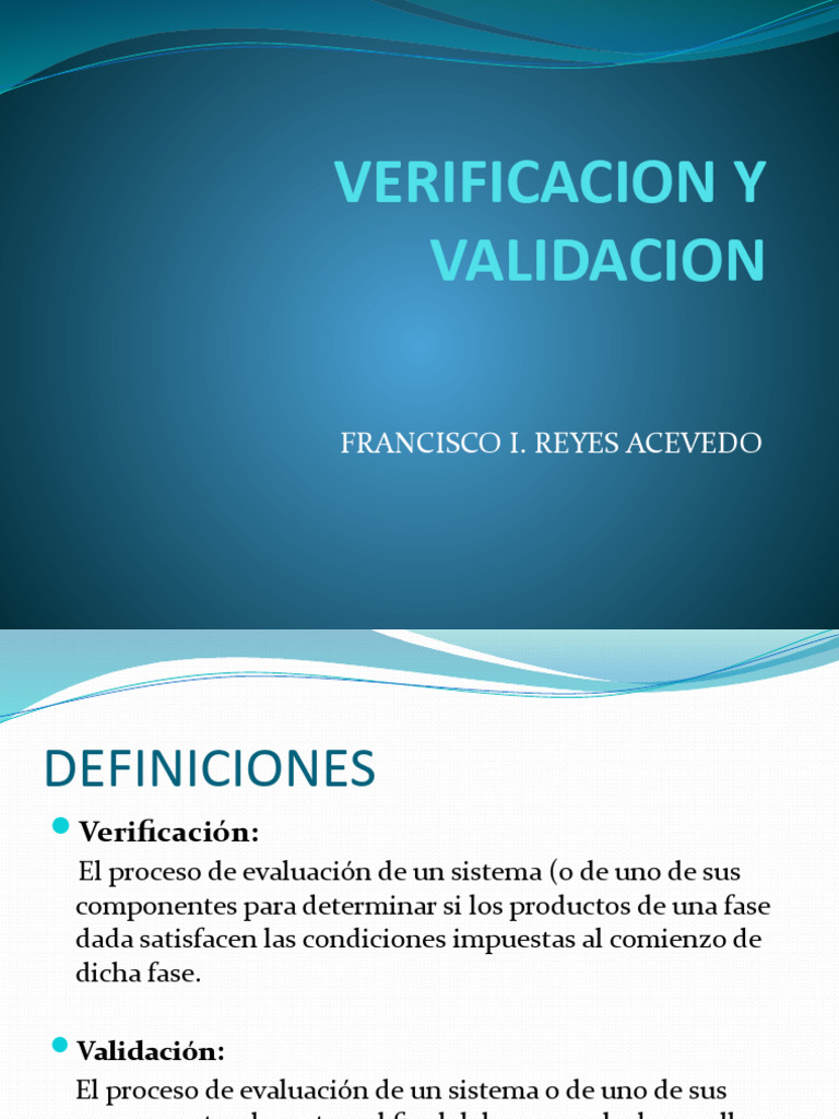 Verificacion y Validacion | PDF | Software | Programa de computadora