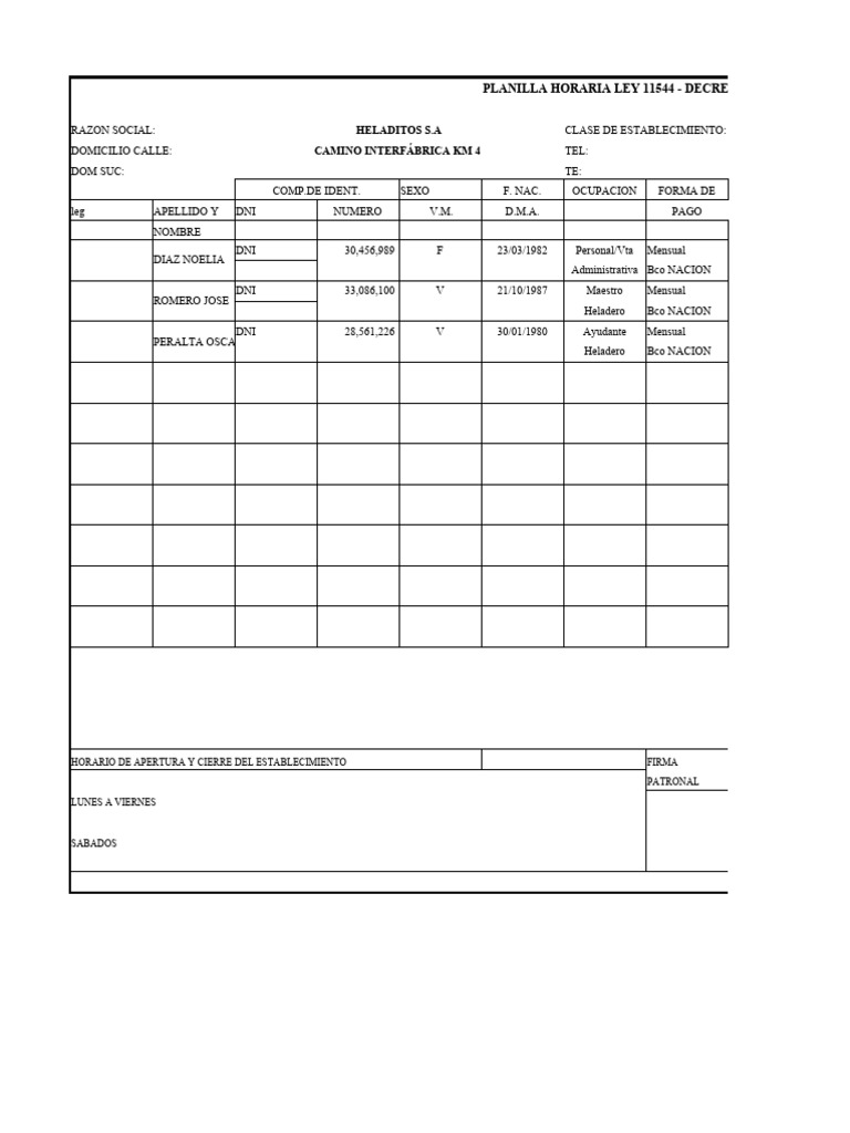PLANILLAS DE HORARIOS - 2023 | PDF | Argentina