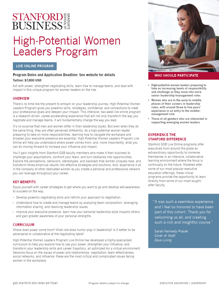 Stanford GSB Ee Brochure HPWL | PDF | Leadership | Negotiation