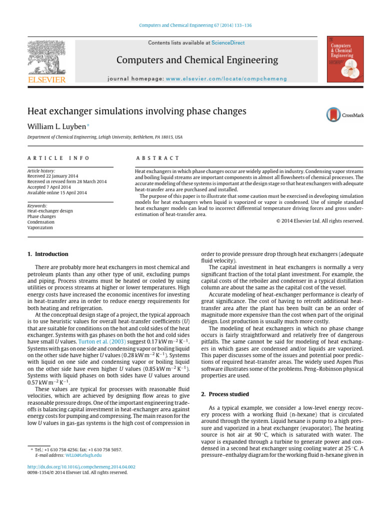 Heat Exchanger Simulations Involving Phase Changes ORO LUYBEN HEAT EXCHANGERS | Download Free ...