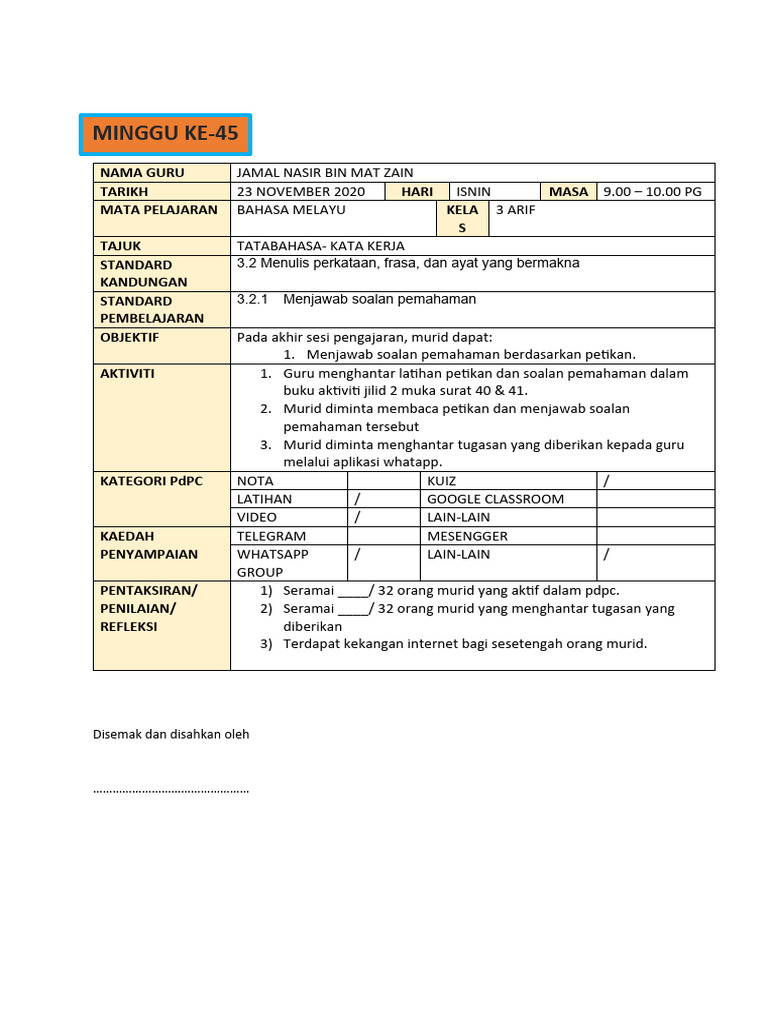 BM TAHUN LESSON PLAN PKP | PDF