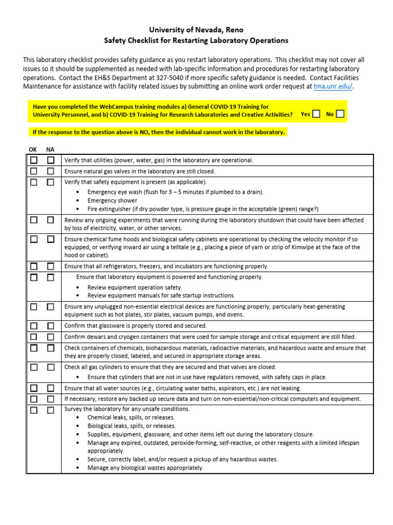 lab-safety-checklist | PDF | Laboratories | Waste