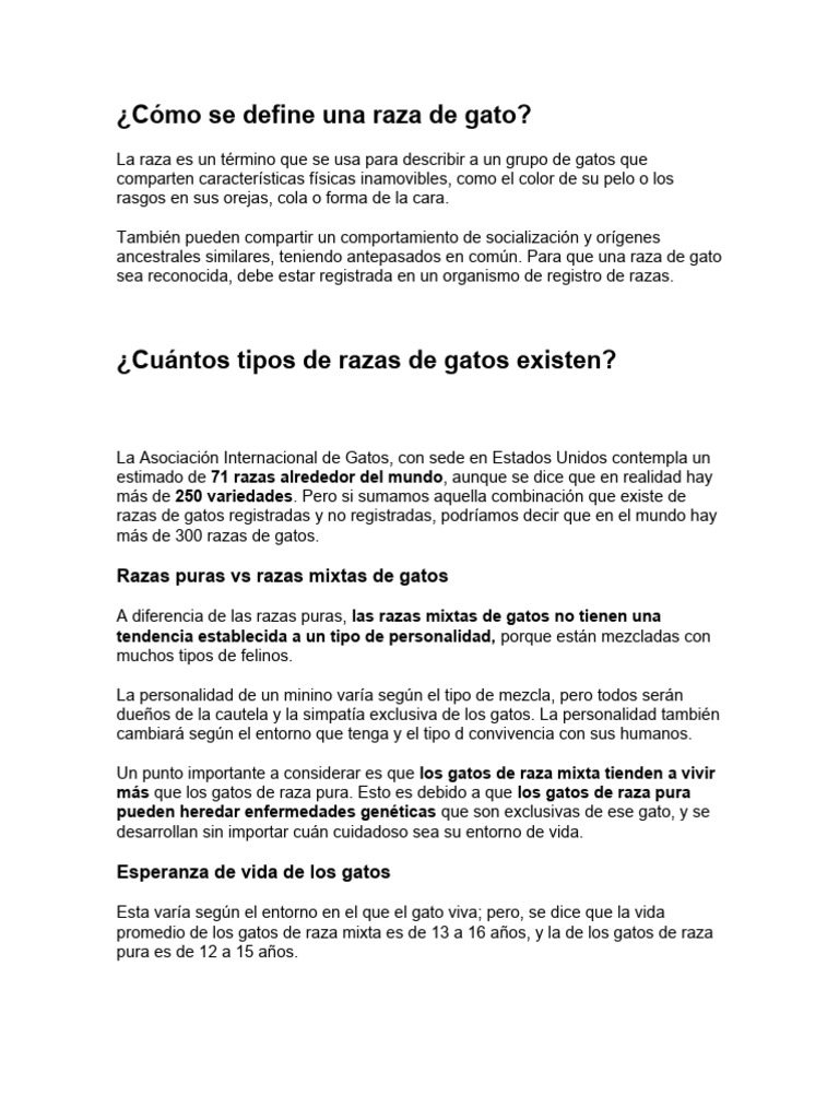 Clases de Gatos | PDF | Gatos | Animales domesticados