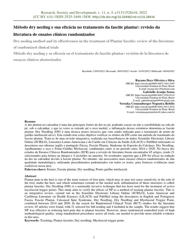 Metodo Dry Neeling e Sua Eficacia No Tratamento Da | PDF
