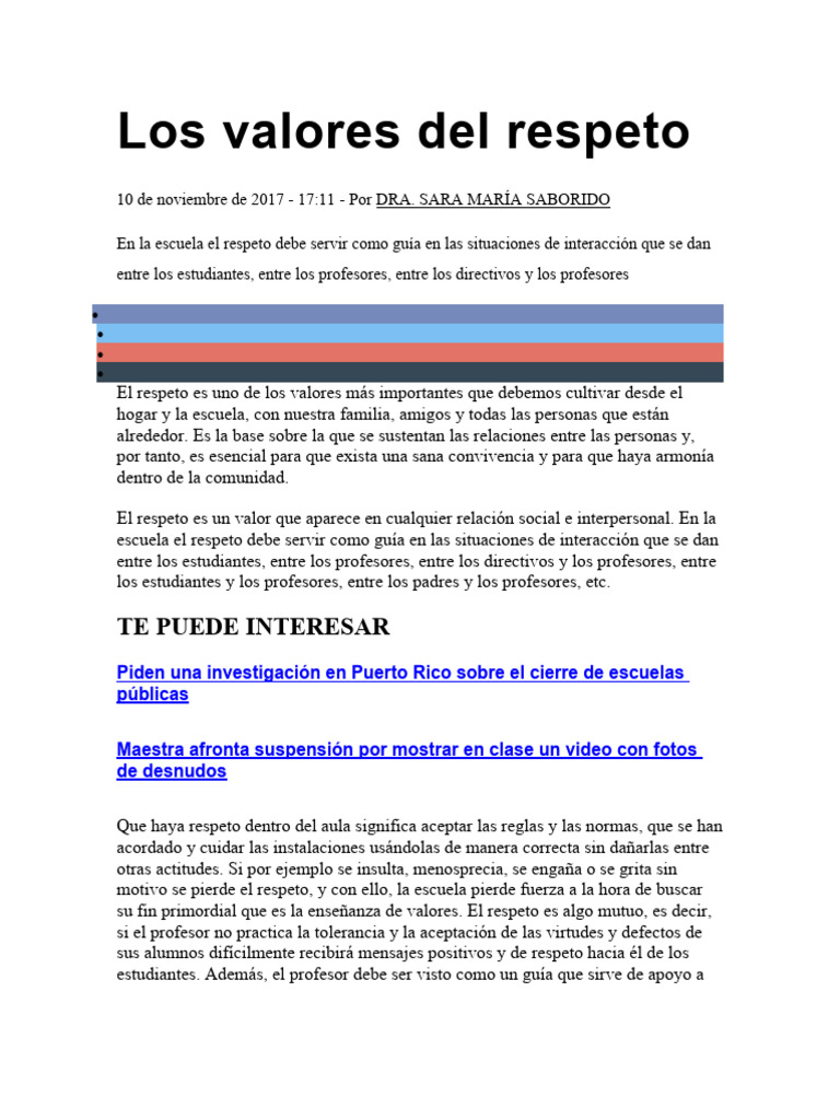 Los Valores Del Respeto | PDF | Solidaridad | Psicología Social