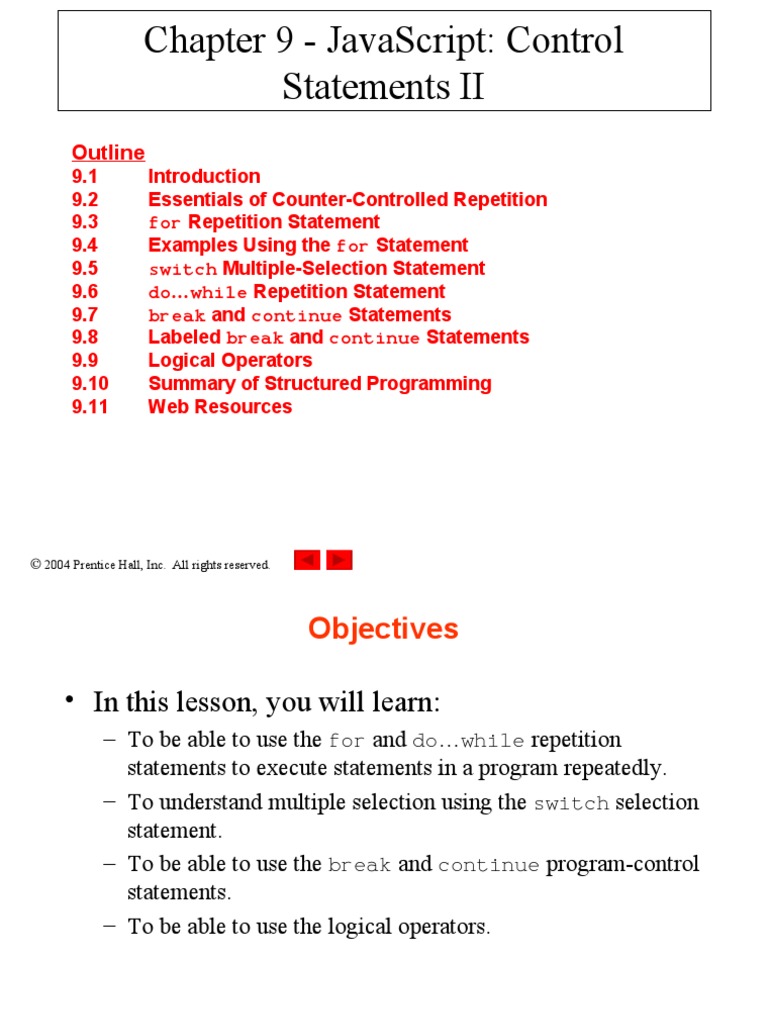 JS Control Statements II | PDF | Xhtml | Html