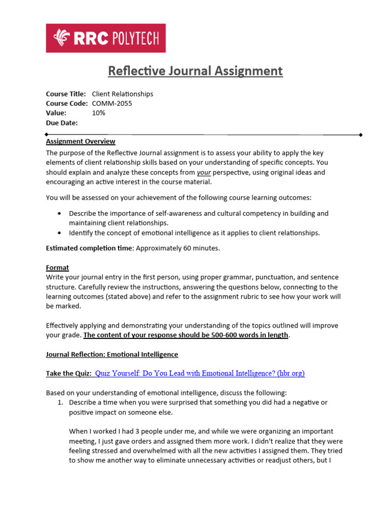 COMM2055 Reflective Journal Assignment FA23 | PDF | Lgbt | LGBTQIA+ Studies