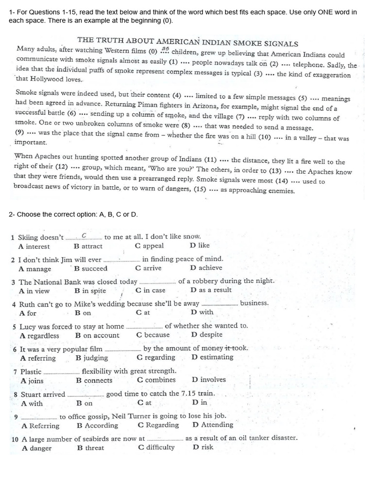 Vocabulary and Sentence Completion Test | PDF