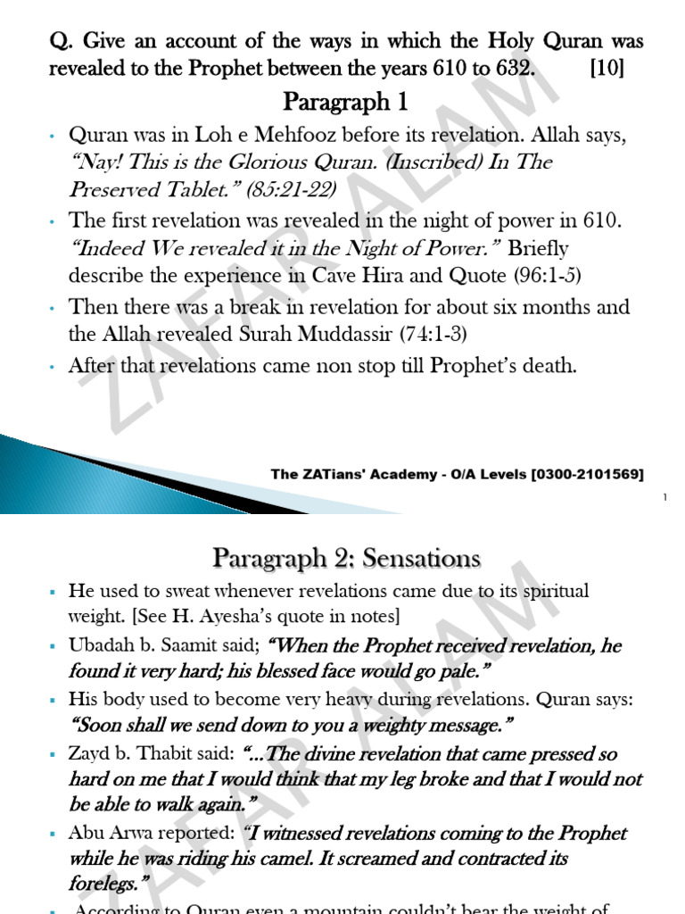HQ1. Revelation From 610-632 | PDF | Muhammad | Quran