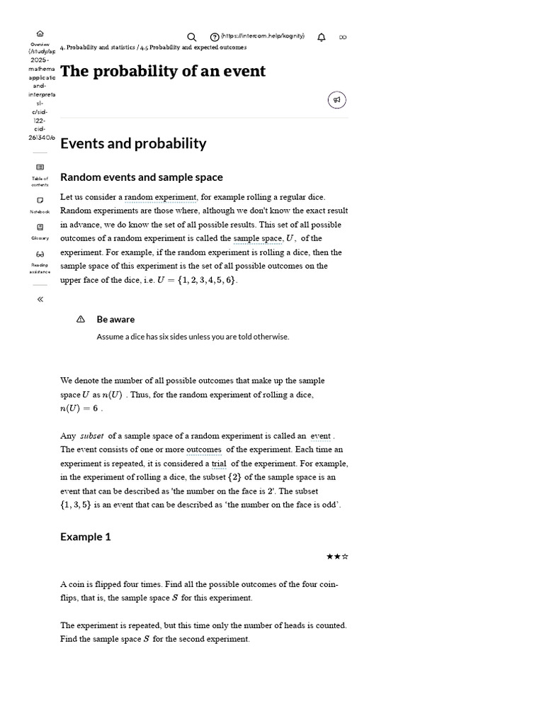 The Probability of An Event - IBDP Mathematics - Applications and ...