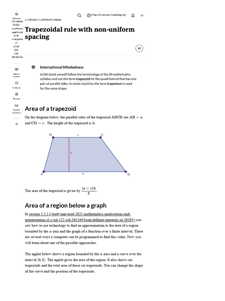 Trapezoidal Rule With Non-Uniform Spacing - IBDP Mathematics ...