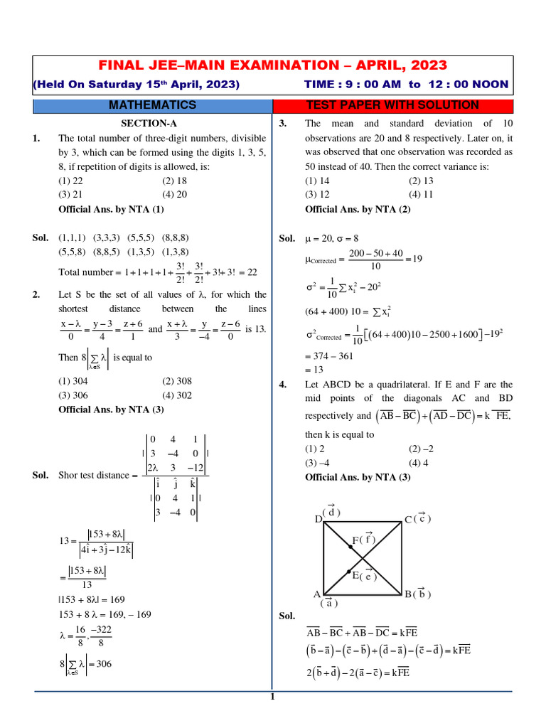 IIT JEE Entry Exam 2 | PDF | Elementary Geometry | Euclidean Plane Geometry