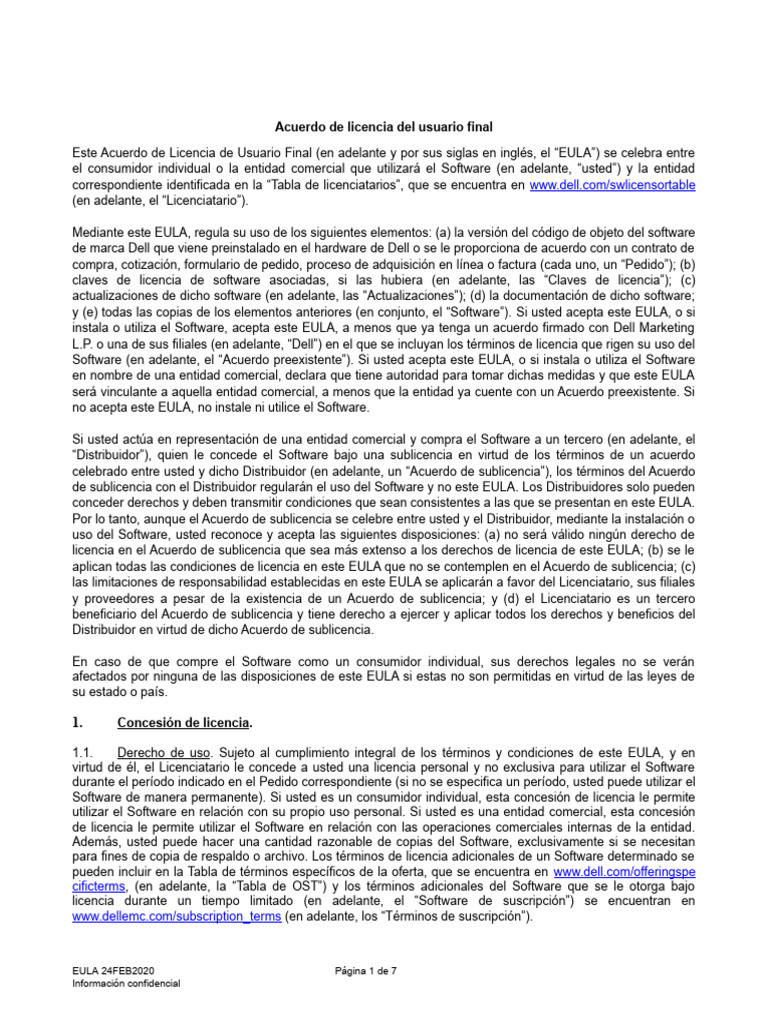 EULA: Licencia de Software Dell | PDF | Arbitraje | Software