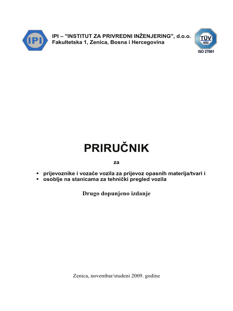 ADR Prirucnik IPI 2009 II Izdanje Za-Web | PDF