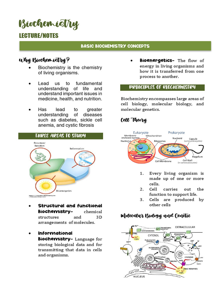 Biochem Notes 1 Pdf Biochemistry Chemistry