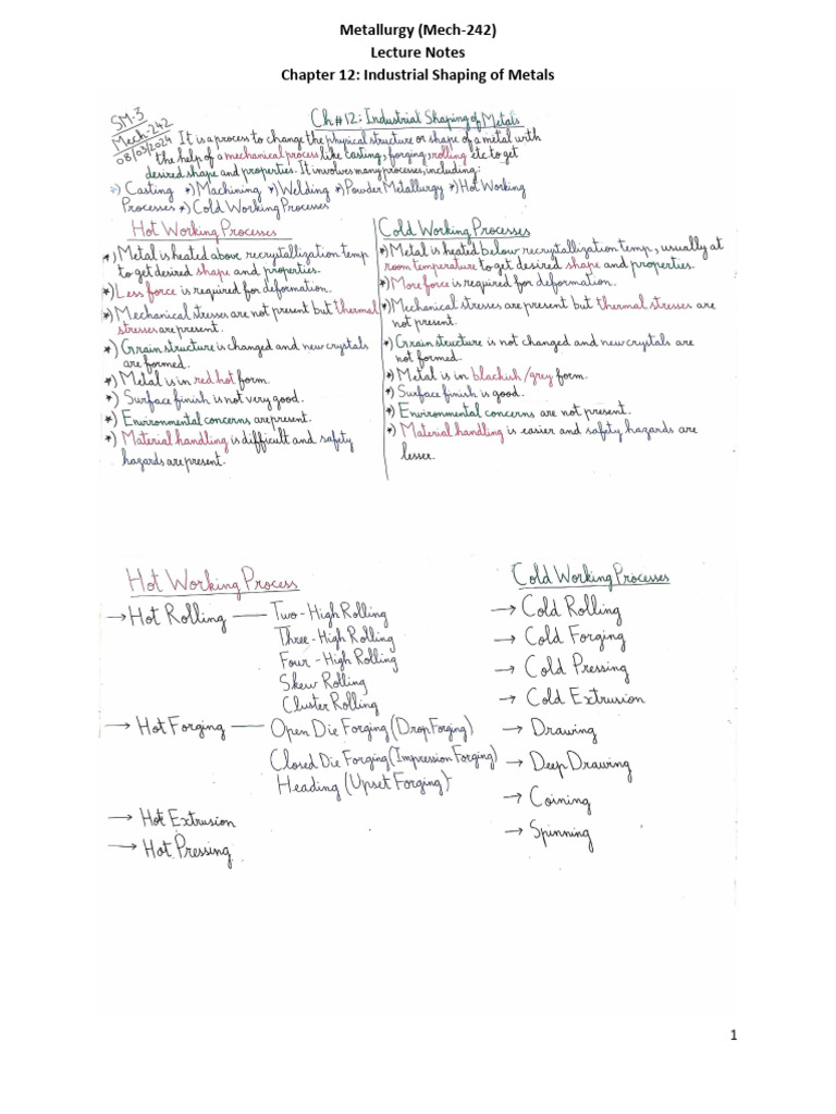 Metallurgy CH 12 and 13 Lecture Notes | PDF | Rolling (Metalworking ...