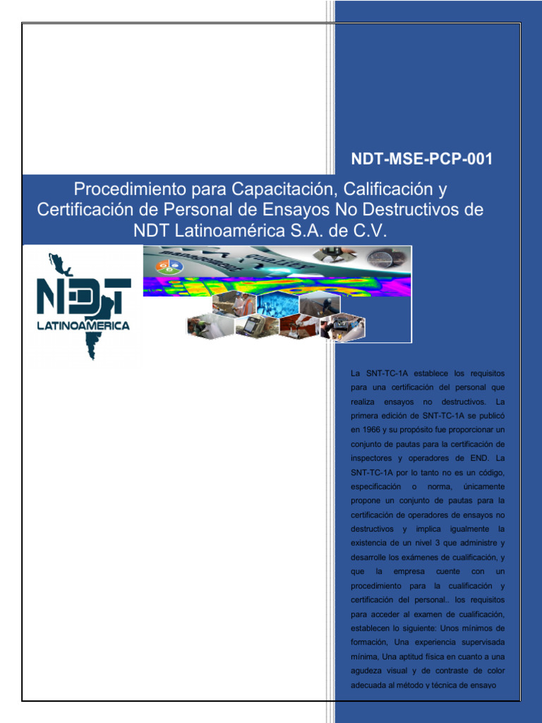1.NDT-MSE-PCP-001 | PDF | Ultrasonido | Pruebas no destructivas