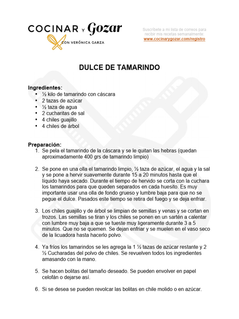Dulce De Tamarindo Cocinar Y Gozar Pdf