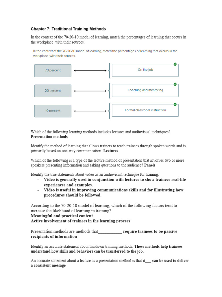Chapter 7 Traditional Training Methods | PDF | Lecture | Behavioural Sciences