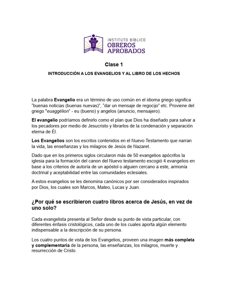 Introducción a Evangelios y Hechos | PDF | Evangelio de Marcos | Evangelios