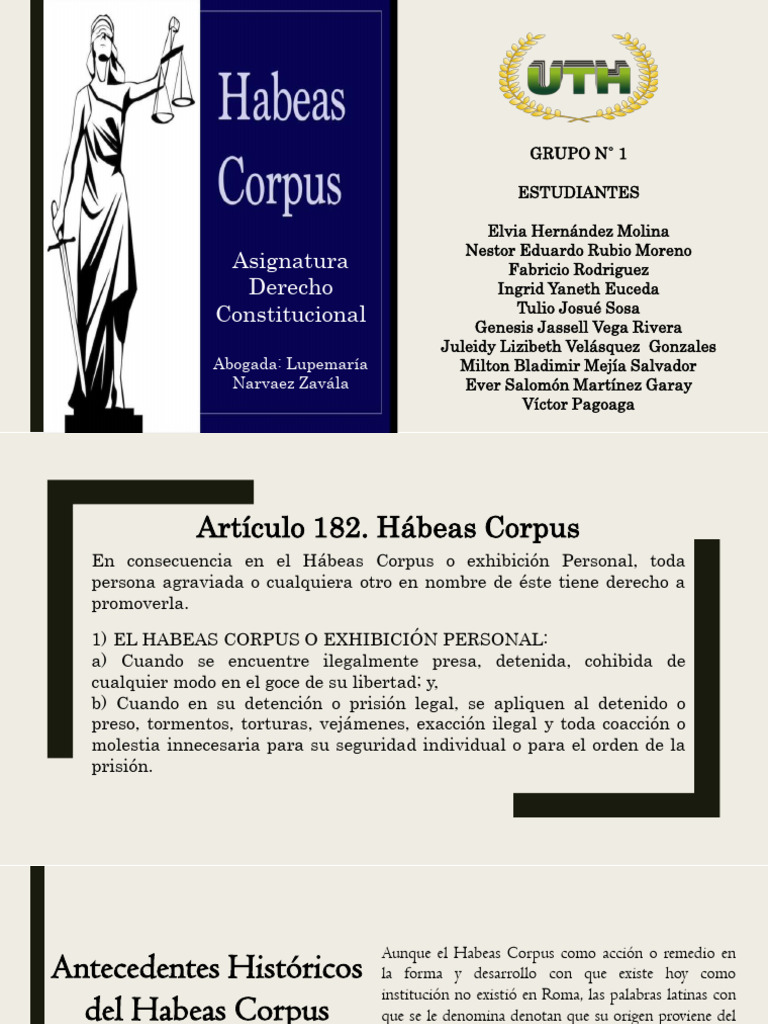 Habeas Corpus Presentacion Pdf Habeas Corpus Constitución