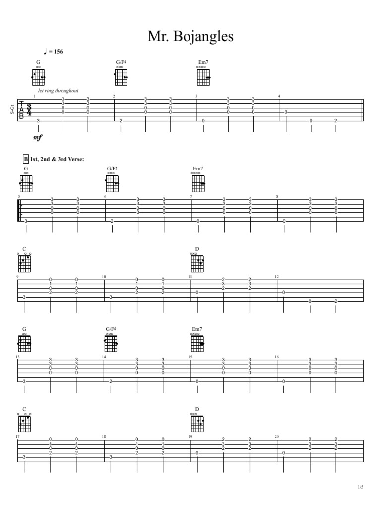 Mr. Bojangles Chords and Lyrics Guide | PDF