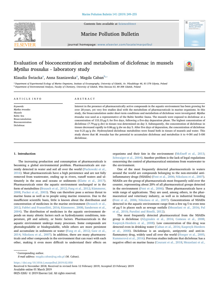 Evaluation of Bioconcentration and Metabolism of Diclofen - 2019 ... Evaluation of Bioconcentration and Metabolism of Diclofen - 2019 ...
