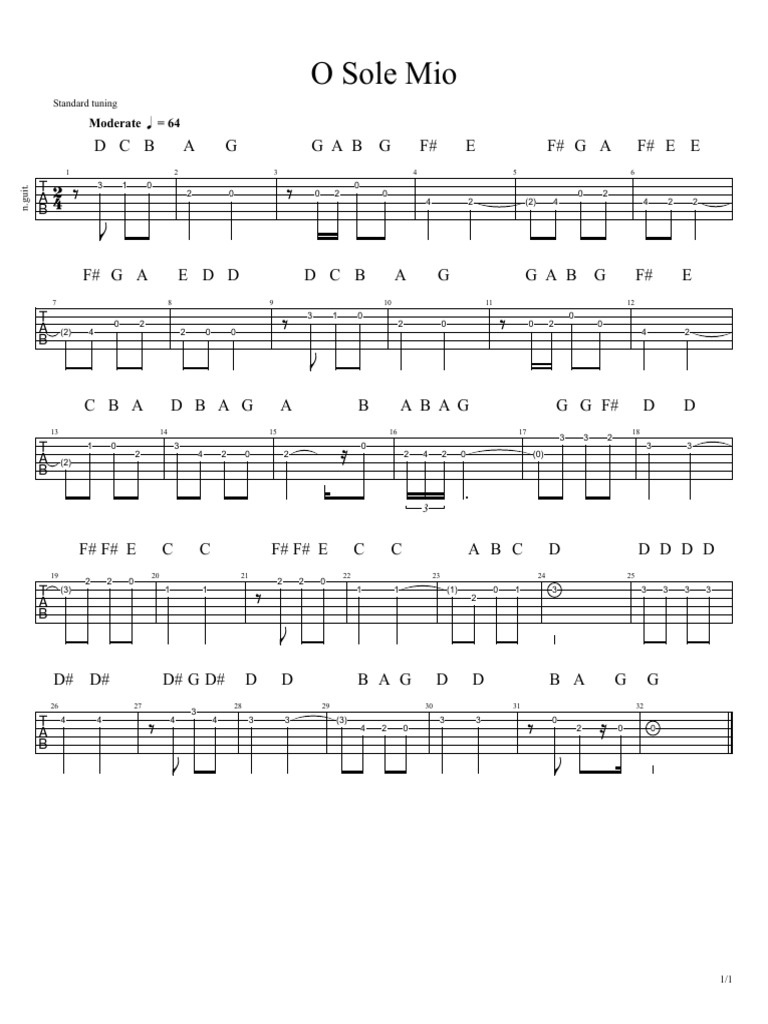 O Sole Mio in G Major | PDF | Character Encoding | Encodings