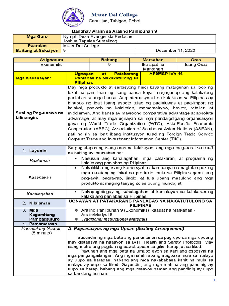 Lesson Plan 5 (Finals) | PDF