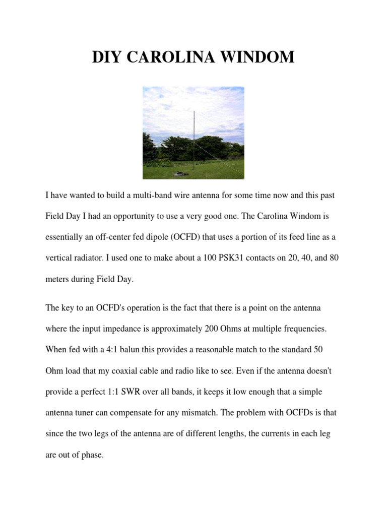DIY_Carolina_Windom | PDF | Antenna (Radio) | Electromagnetic Radiation