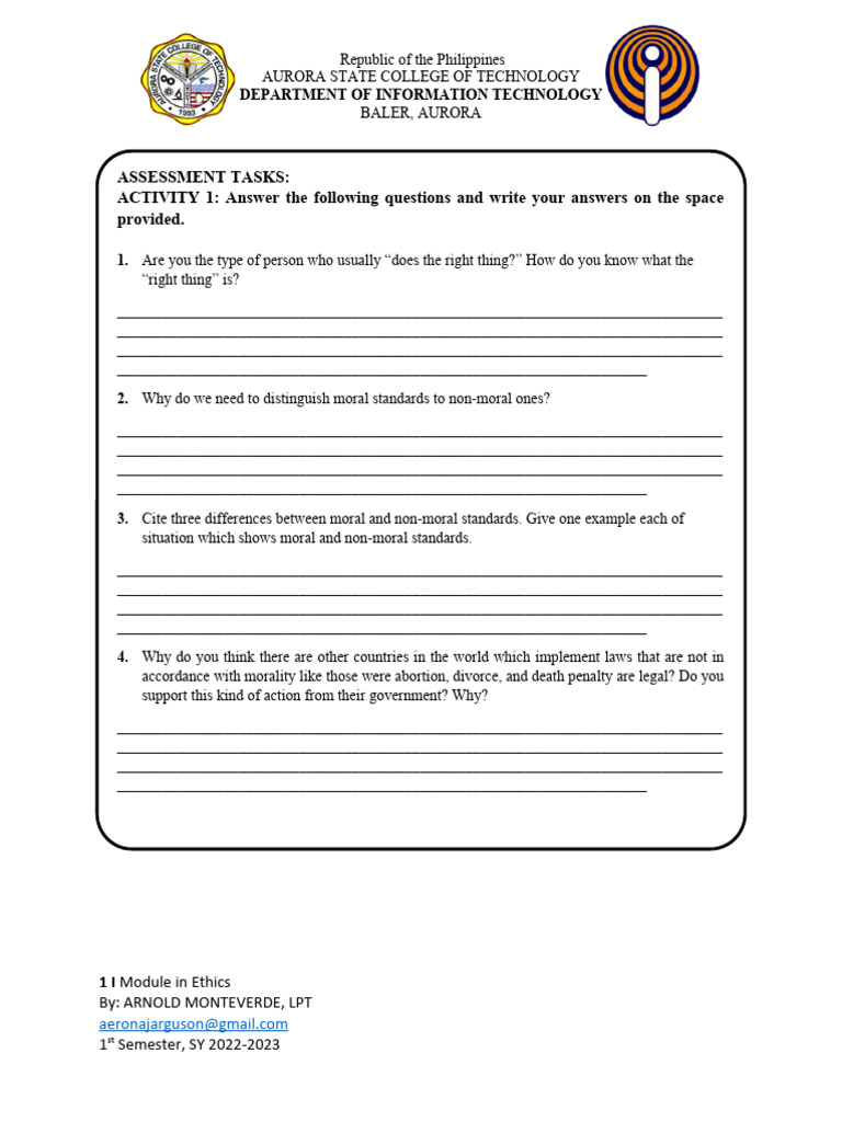 Module1 Ethics Activity | PDF