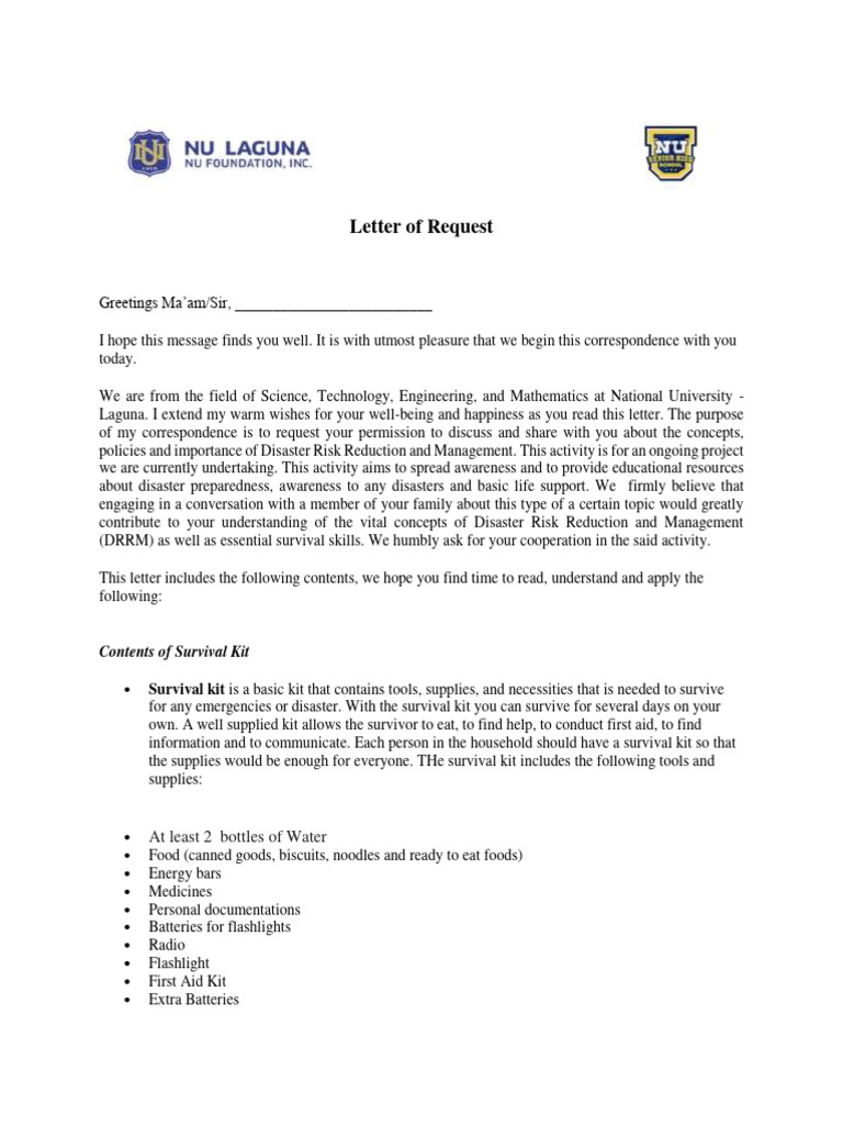 Letter of Request Group 4 | Download Free PDF | Natural Disasters ...