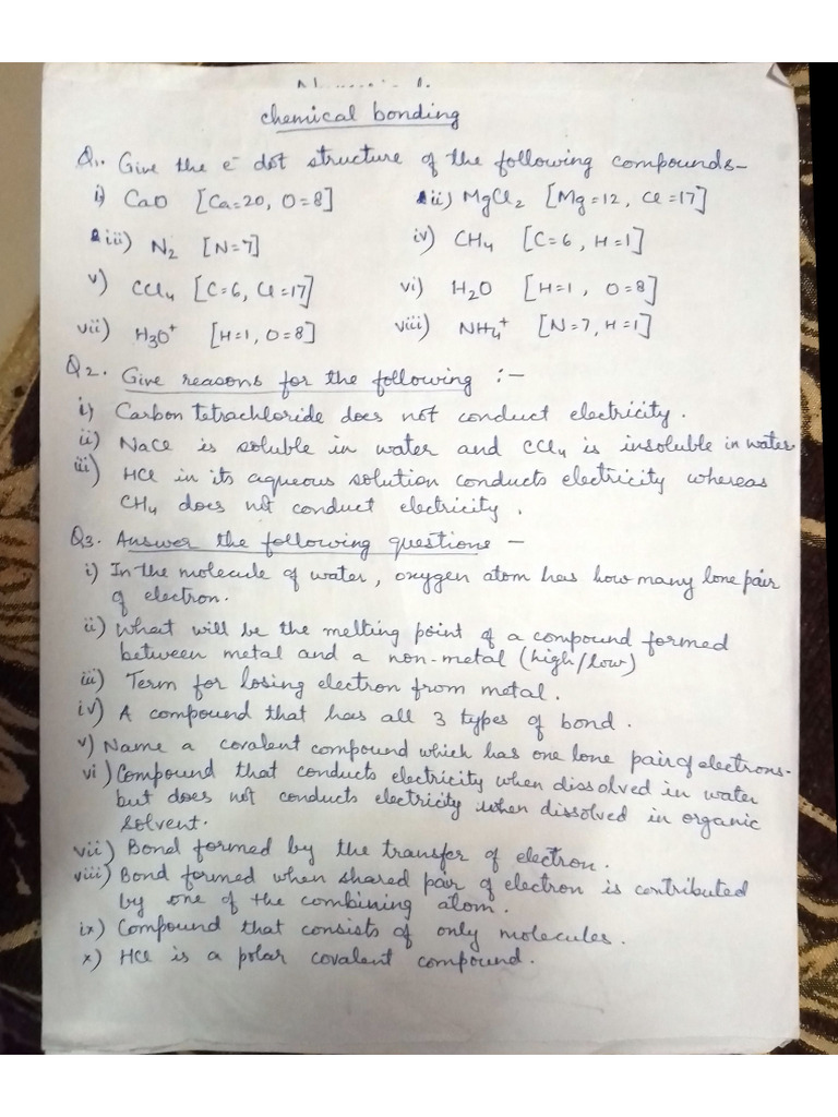 Chemical Bonding Worksheet | PDF