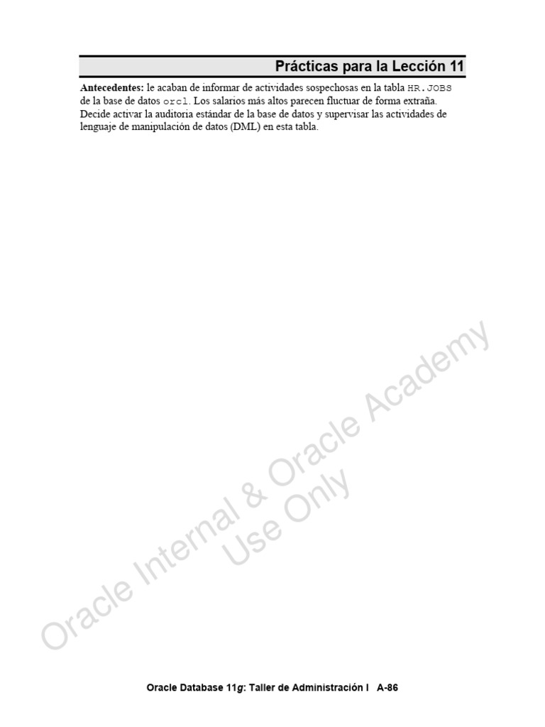10 Práctica - Auditoria Oracle | PDF | SQL | Bases de datos