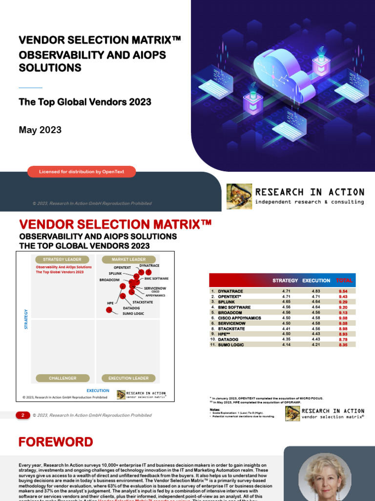 Vendor Selection Matrix Aiops Platforms Analyst Paper | PDF | Machine ...