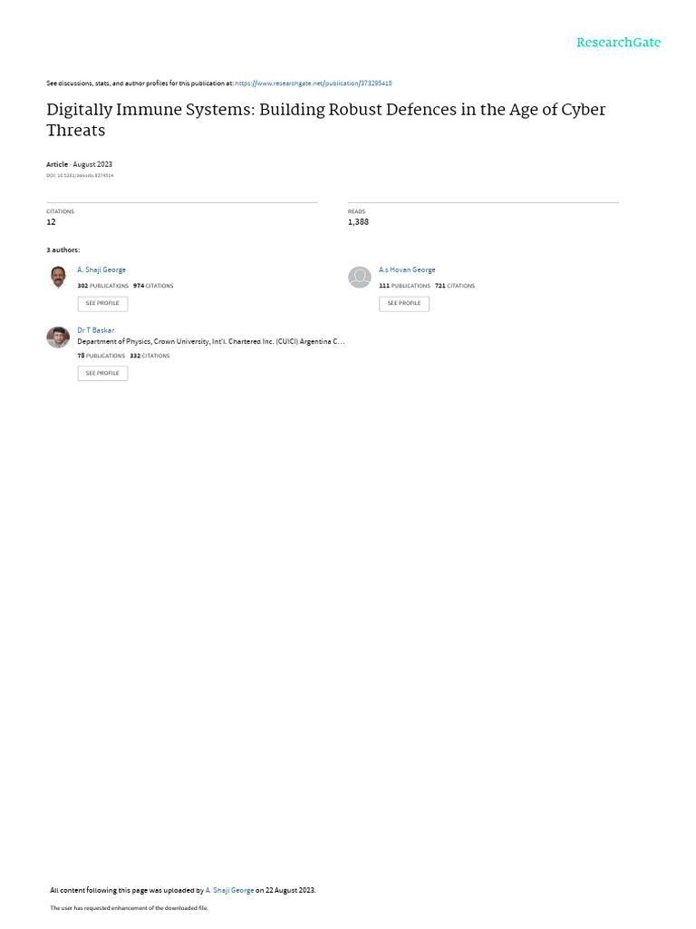 Digitally Immune Systems | PDF | Security | Computer Security