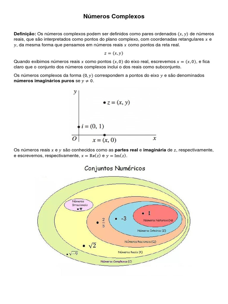 Números Complexos - Revisão | PDF | Número complexo | Número real