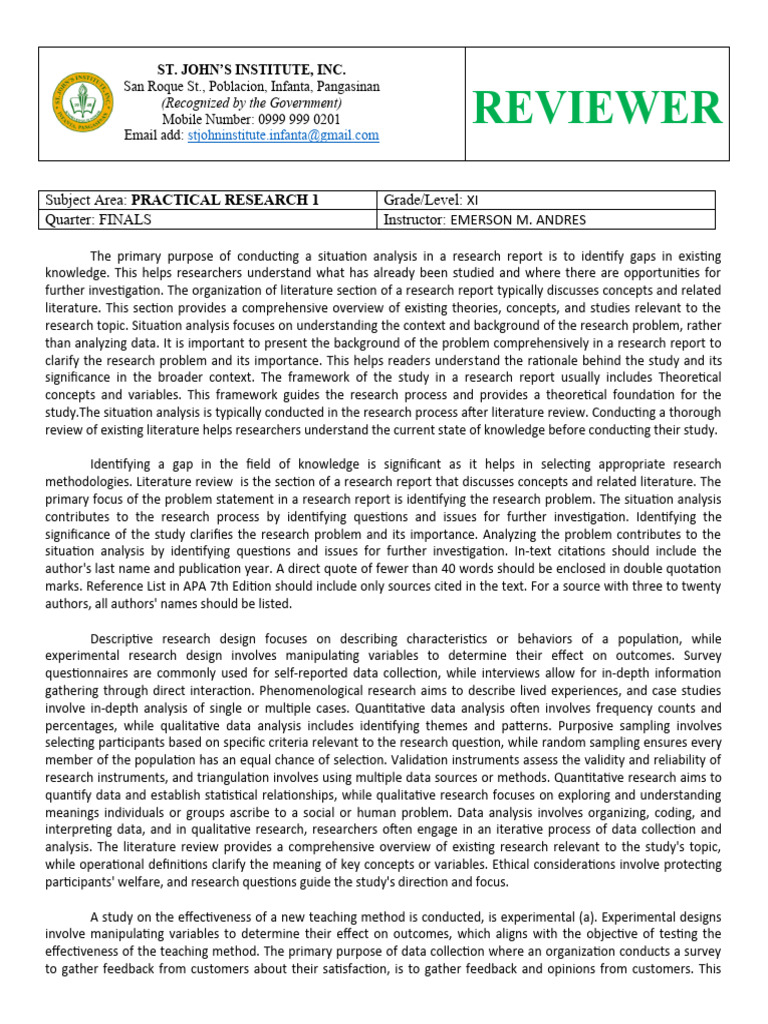 PR1 Reviewer | PDF | Survey Methodology | Qualitative Research