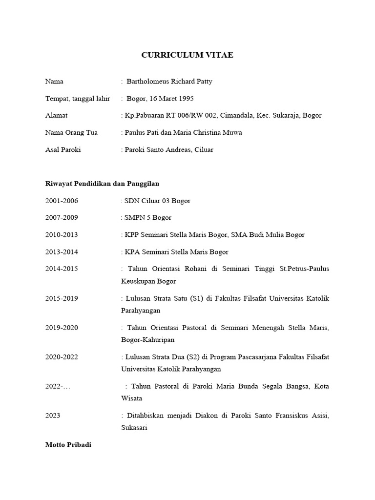 CV Bartholomeus Richard Patty | PDF