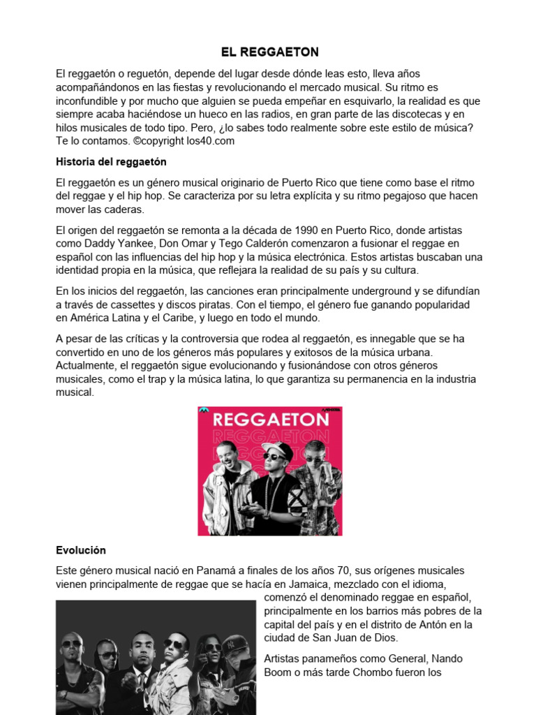 El Reggaeton | PDF | Musica Popular | Musicología