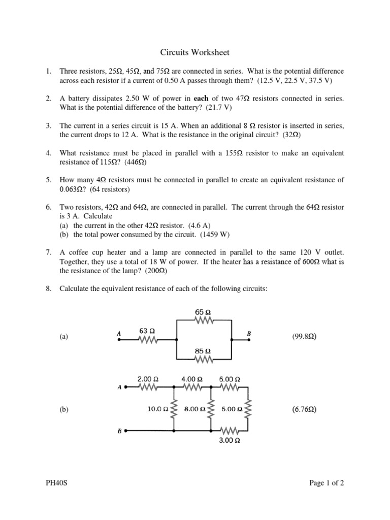Circuits Worksheet | PDF